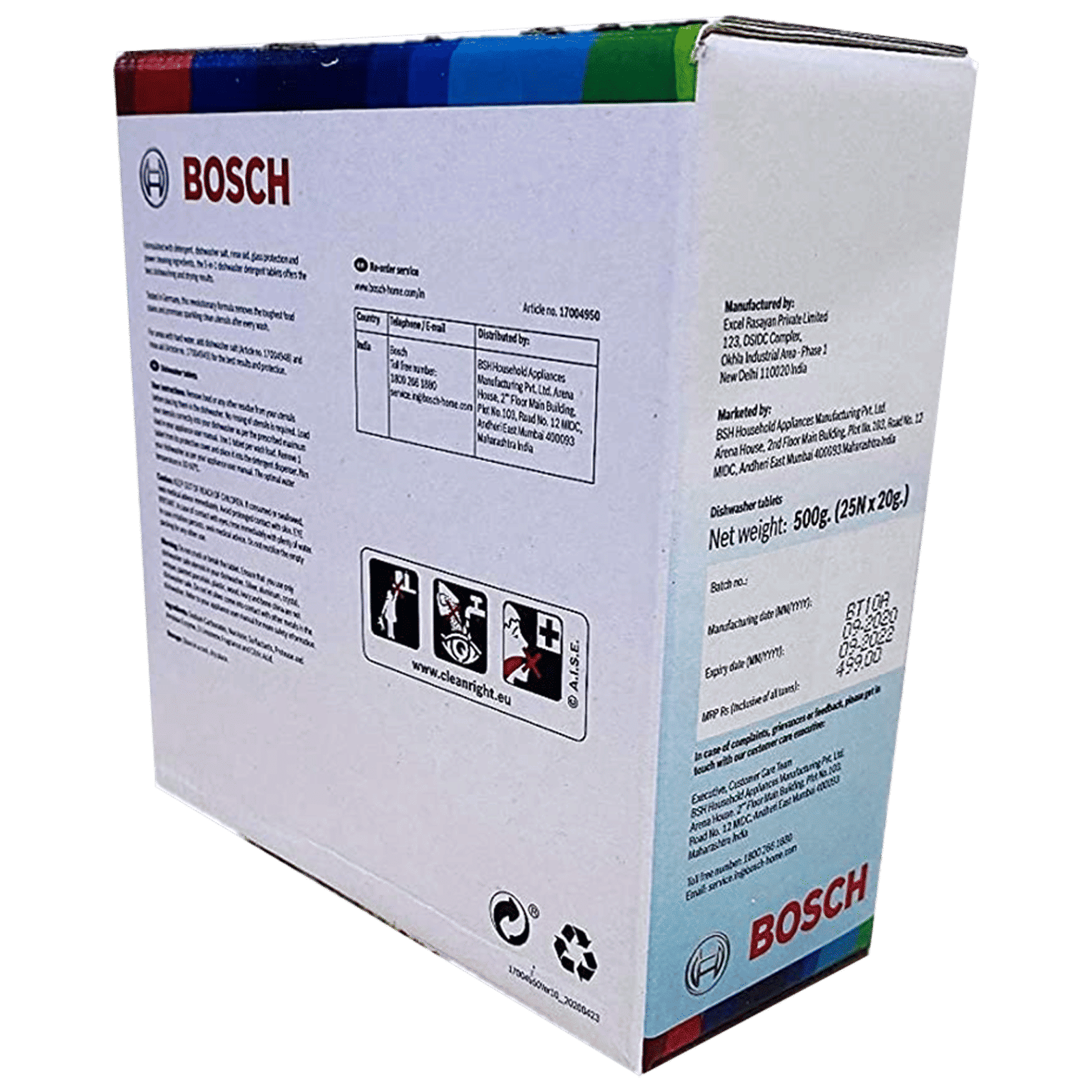 Buy Bosch Tablets For Dishwasher (5-in-1 Power Clean Formula, 17004950 ...