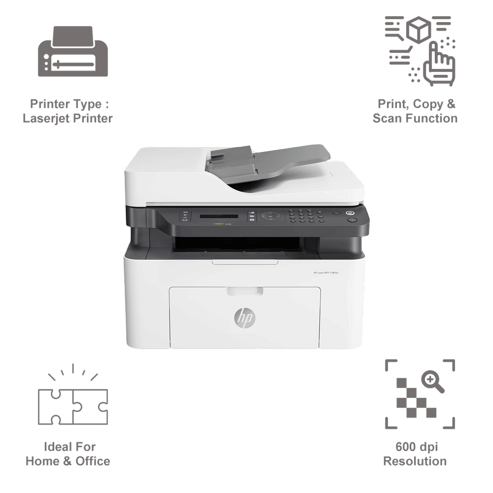 Buy HP Laser 138fnw Wireless Black & White Multi-Function Laserjet ...