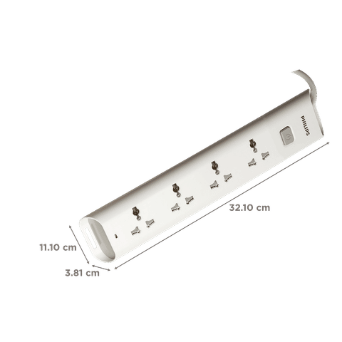 Buy PHILIPS 10 Amps 4 Sockets Extension Board (1.4 Meters, Child Safety ...
