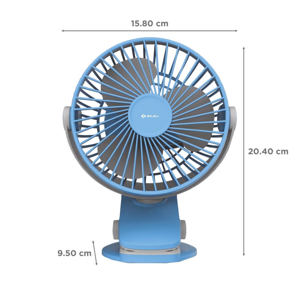 Buy BAJAJ Pygmy Mini 110mm 3 Blade Rechargeable Personal Fan with 1800 ...