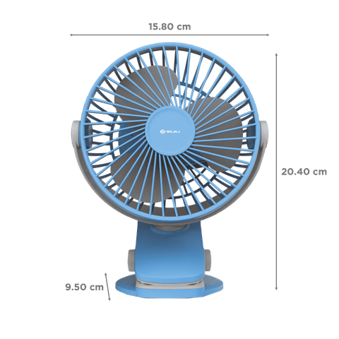 Buy BAJAJ Pygmy Mini 110mm 3 Blade Rechargeable Personal Fan with 1800 ...