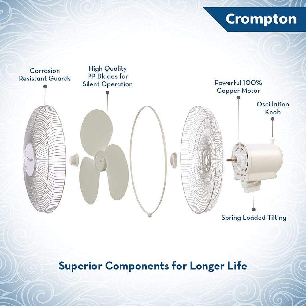 Buy Crompton High Flo Wave Plus 400mm 3 Blade Copper Motor Table Fan ...