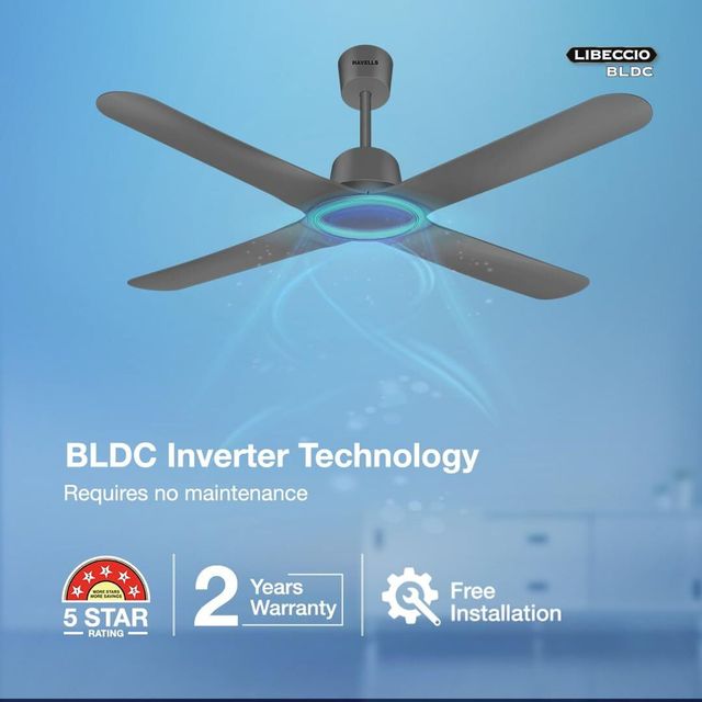 Buy HAVELLS Libeccio 5 Star 1200mm 4 Blade BLDC Motor Ceiling Fan with ...