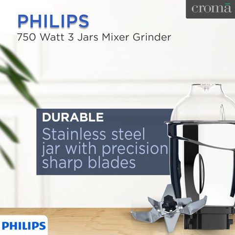 Buy PHILIPS 750 Watt 3 Jars Mixer Grinder (Turbo Motor, Premium Blue ...