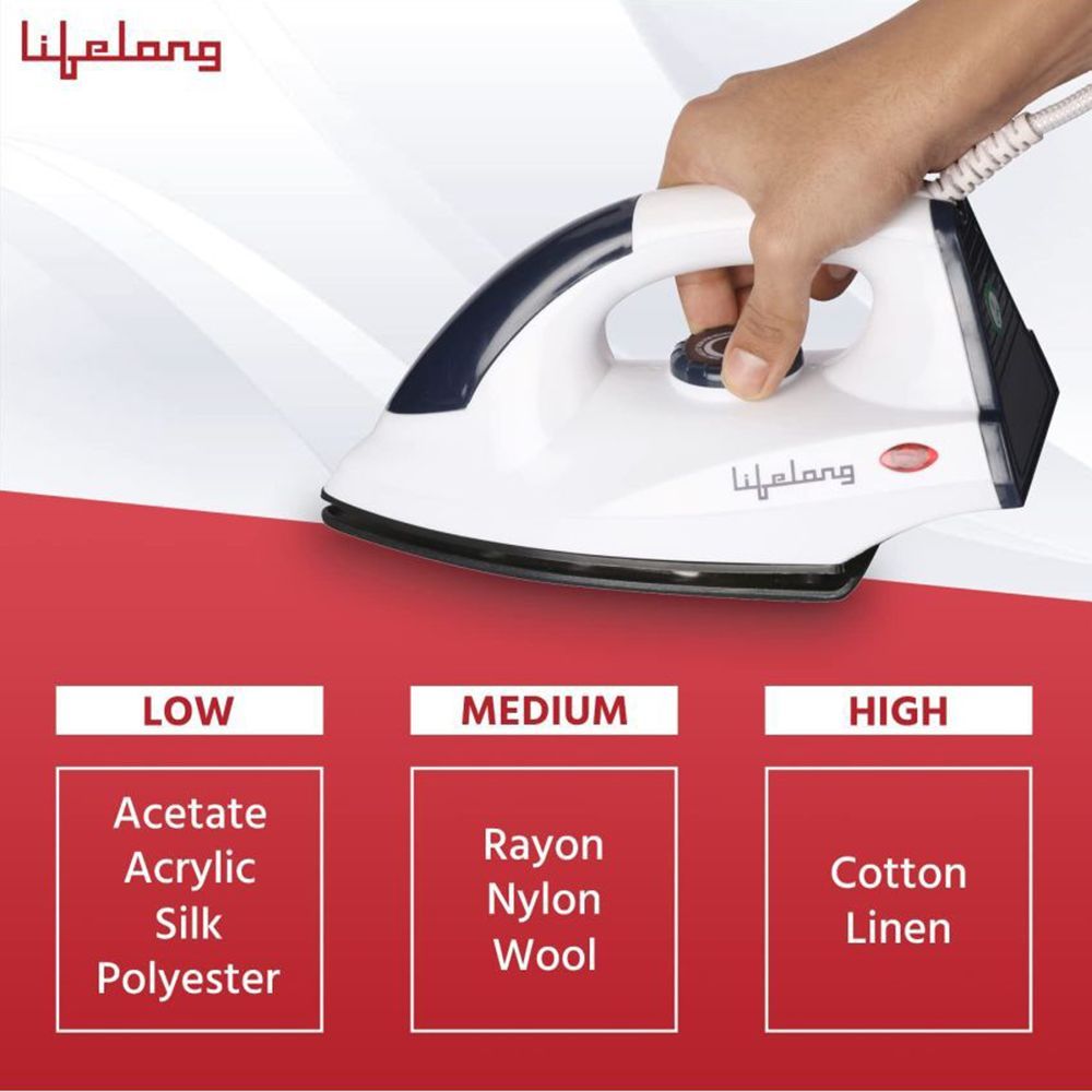 Buy Lifelong 1000 Watts Dry Iron (Non-Stick Coating, LLDI30, White ...