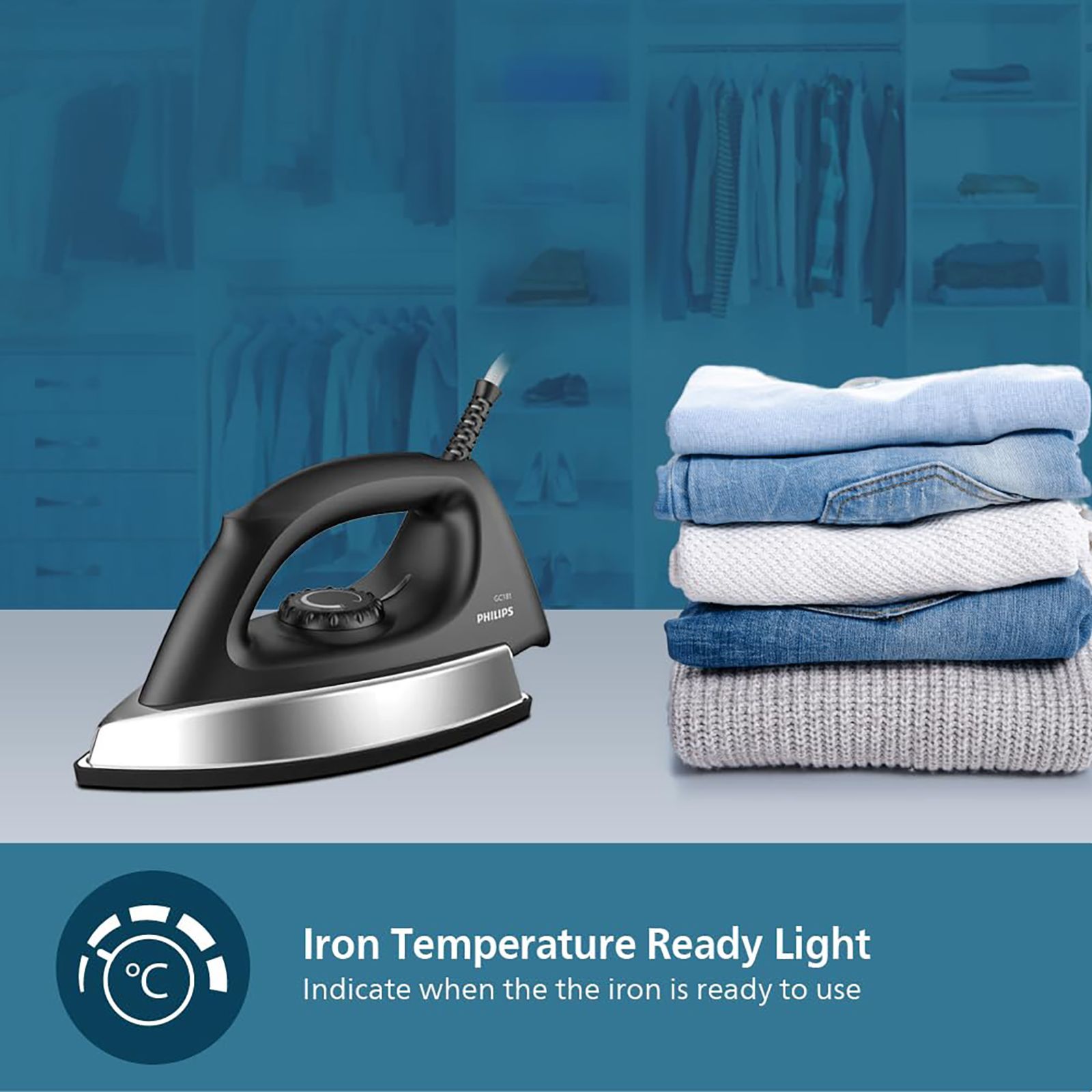 Buy PHILIPS GC181/80 1000 Watts Dry Iron (Ergonomic Grip, Black) Online ...