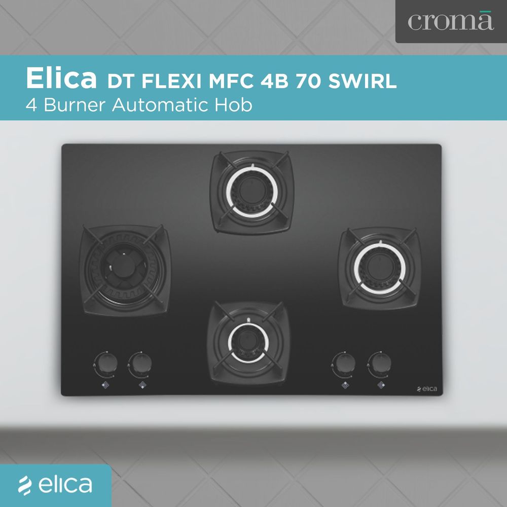 Buy Elica DT FLEXI MFC 4B 70 SWIRL Glass Top 4 Burner Automatic Hob ...